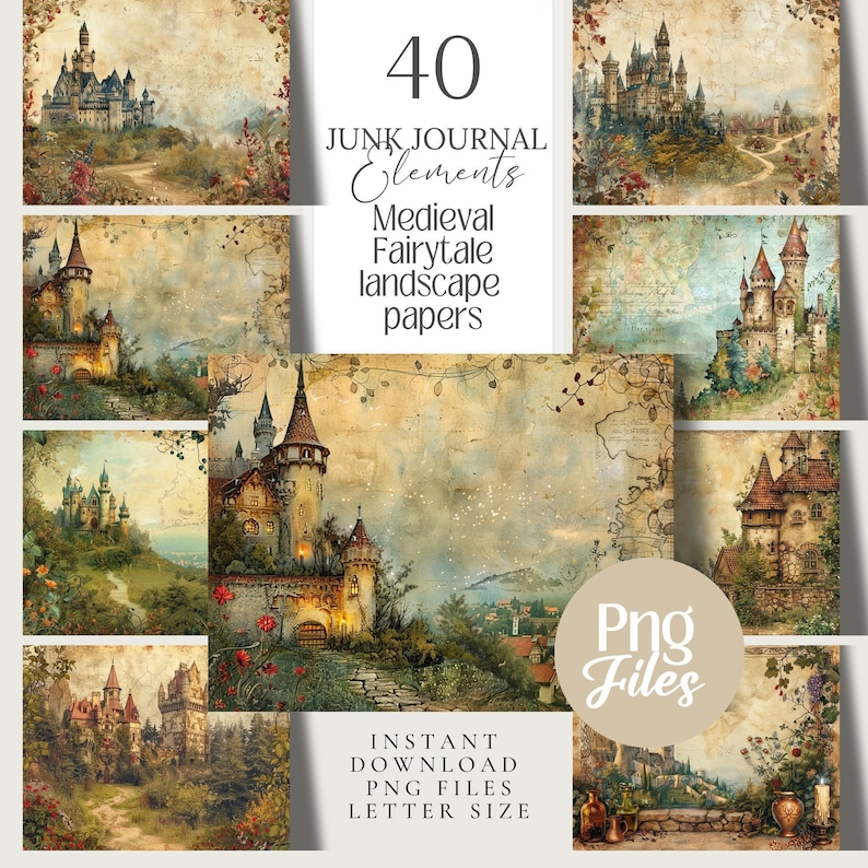 Medieval Fairytale Castle Png Digital Grimoire Scrappy Papers Book of ...