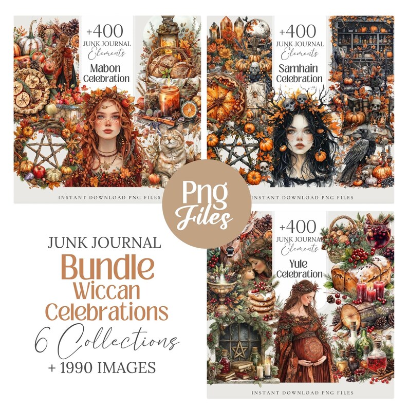 Wicca Celebrations Clipart Bundle | Witchy PNG Art, Wheel of the Year ...