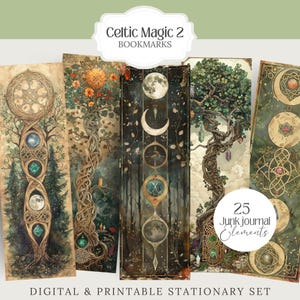 Celtic Magic Bookmarks Witchy Pagan Grimoire Tags Label Wicca Scrapbook ...