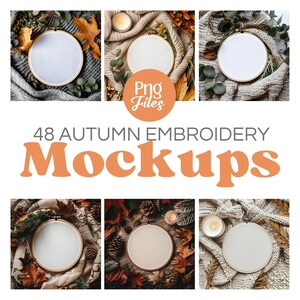 Cozy Autumn Embroidery Fall Flat Lay Mockup Set | 48 PNG Shop ...