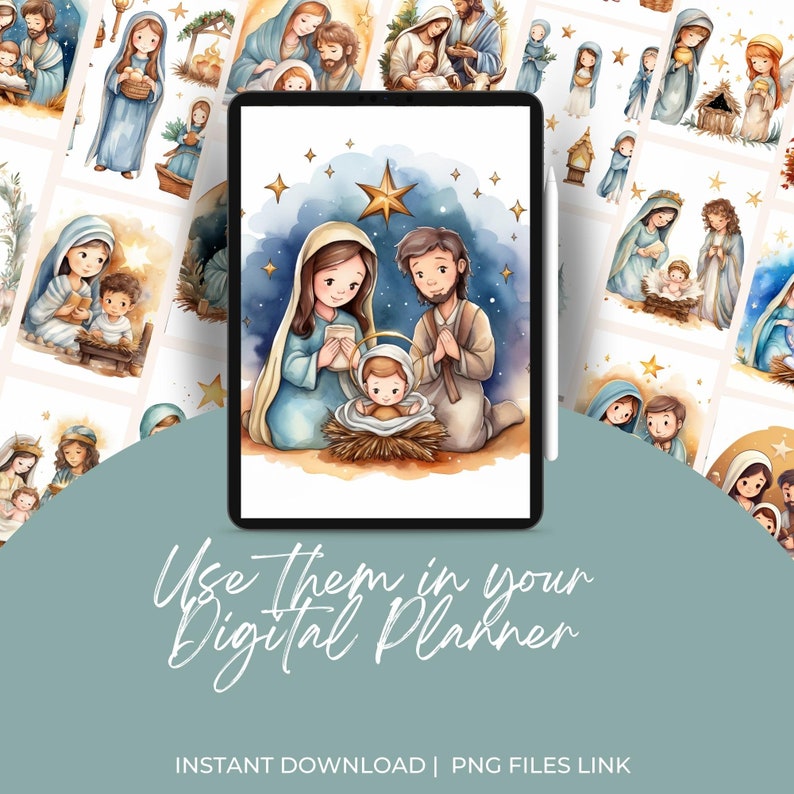 Nativity Clipart Set, Christmas Stickers, Crafts, Png, Cards, Digital ...