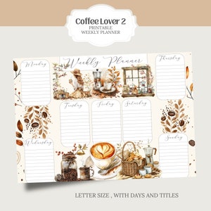 Coffee Lover 2 Weekly Printable Png Planner, Blank Writing Paper Sheet ...