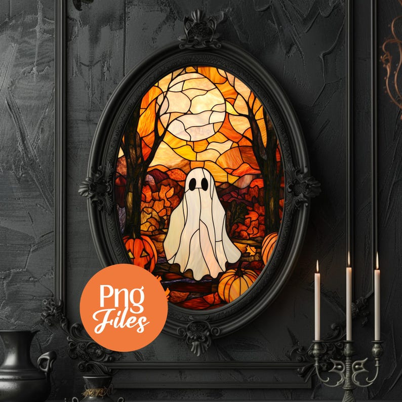 Spooky Halloween Faux Stained Glass Pngs | Printable Sun Catcher ...