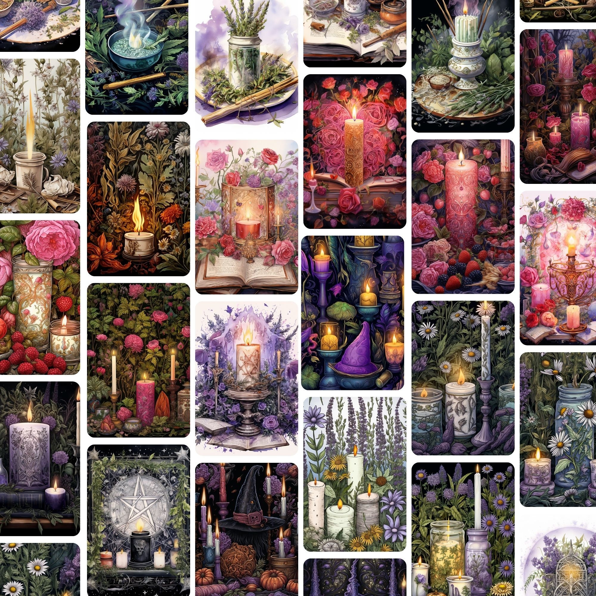 Grimoire Covers Set For Digital Grimoire Paper Illustrations Witch