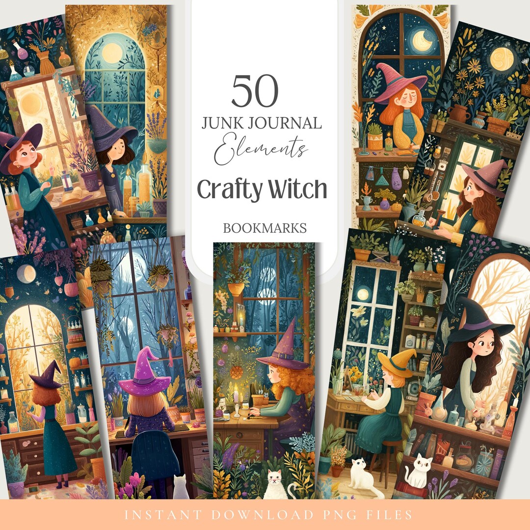Crafty Witch Bookmarks Png Apothecary Witchy Tags Ephemera Grimoire ...