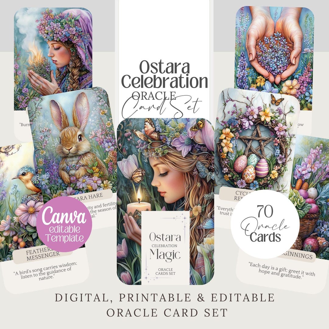 Ostara Oracle Card Wicca Printable Spring Deck Editable Ostara Tarot ...