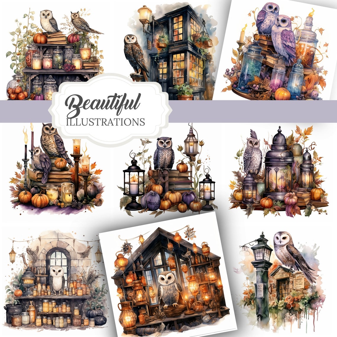 Magical Owls Witch Clipart Witchy Planner Stickers Wallpaper for ...