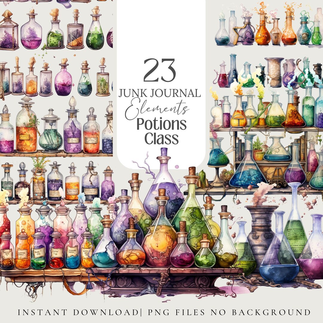 Potions Clipart: Witchcraft Stickers for Planner, Journal, Grimoire ...