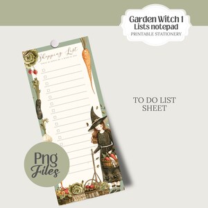 Garden Witch Notepad Stationery Set: To-do, Shopping Lists (PNG Files ...