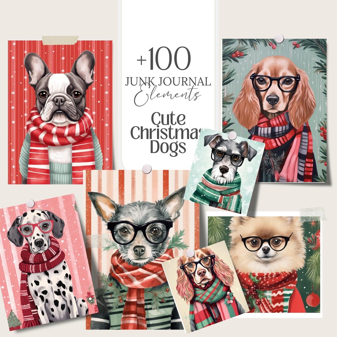 Christmas Dogs Watercolor Clipart: Cozy Winter Puppy Illustrations (PNG ...