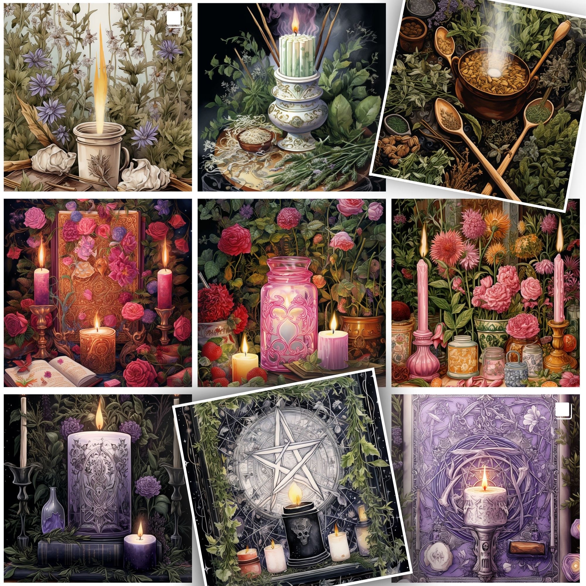 Grimoire Covers Set for Digital Grimoire Paper Illustrations, Witch ...