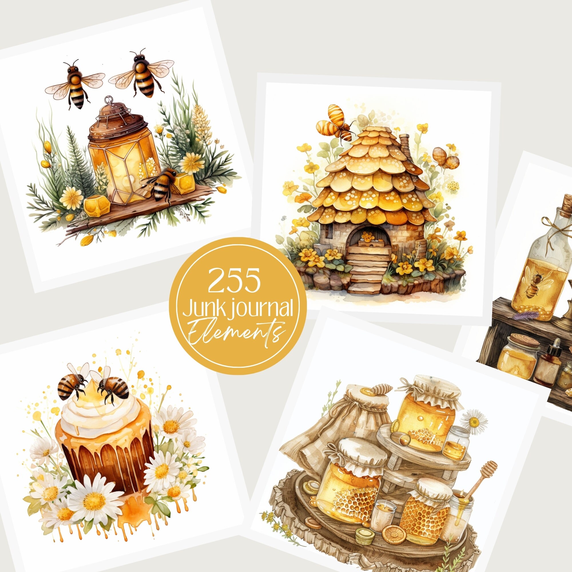 Gold Honey Bees Spring Png Illustration Clipart Digital Witch Diary ...
