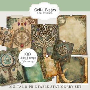 Celtic Magic Pages Png Digital Grimoire Covers for Book of Shadows ...