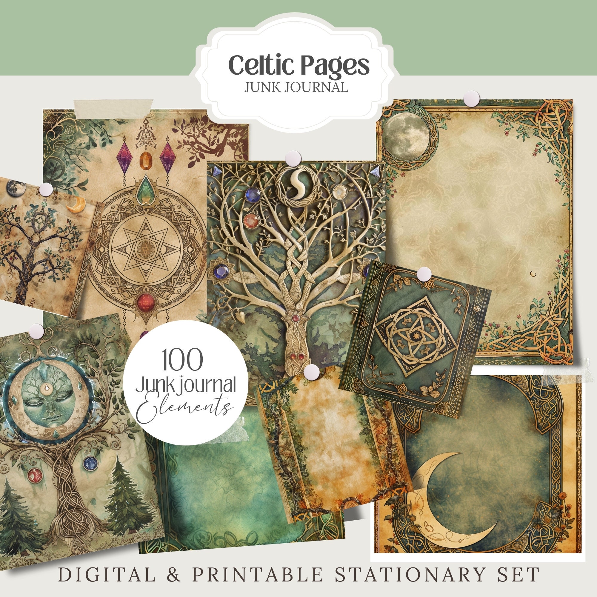 Celtic Magic Pages Png Digital Grimoire Covers for Book of Shadows ...