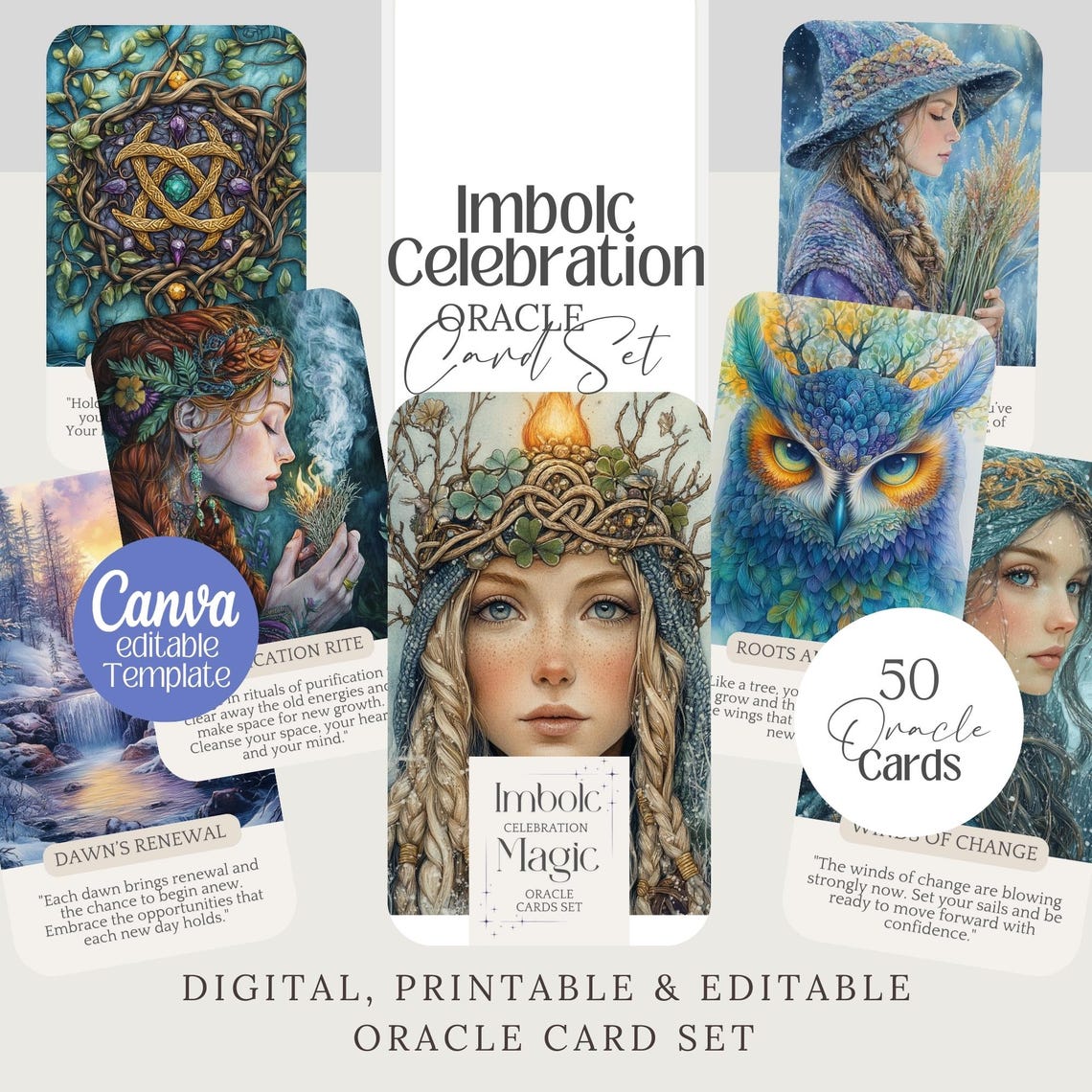 Imbolc Oracle Card Deck: Wicca Pagan Divination (PNG Printable ...