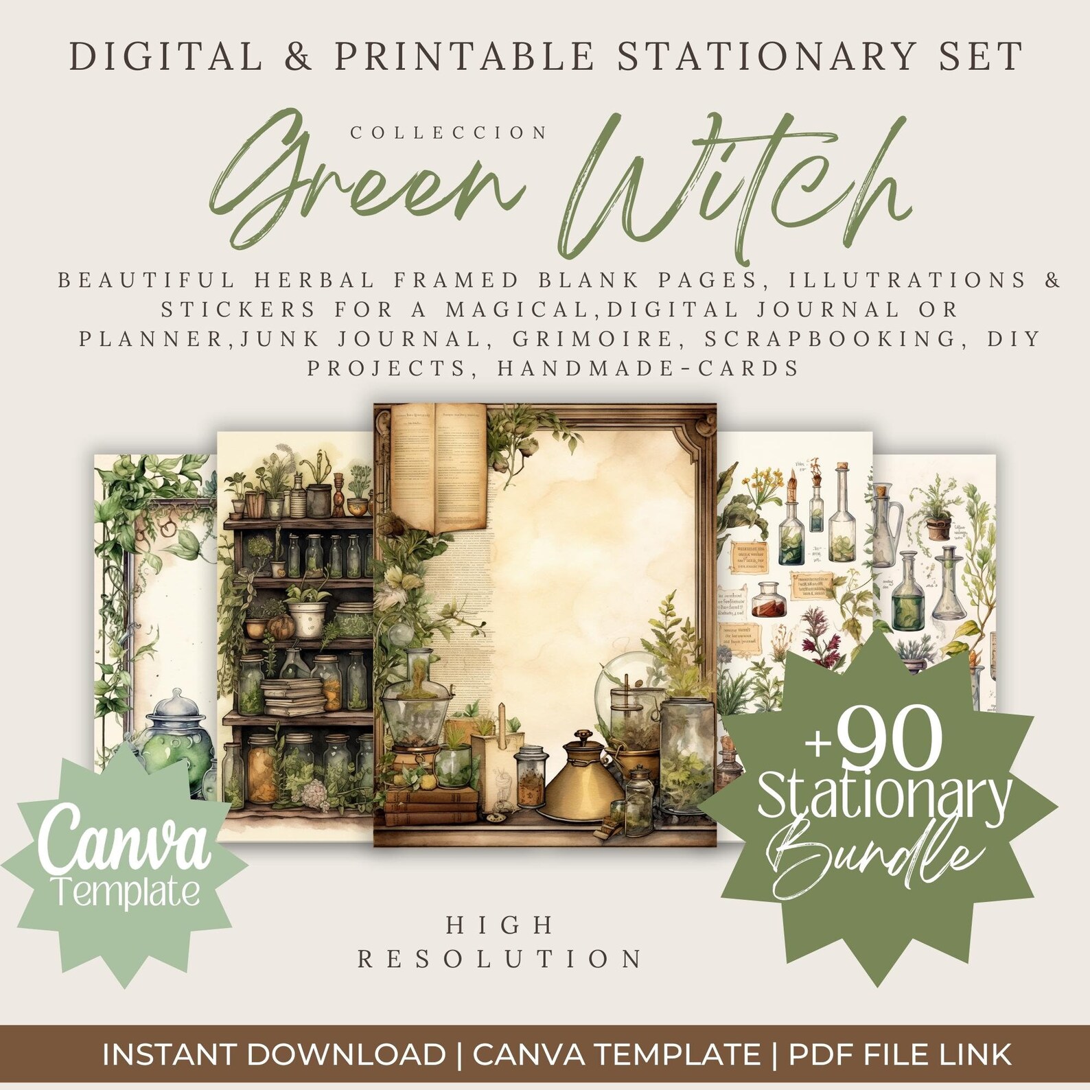 Green Witch Junk Journal Kit Witchy Planner Witch Journal - Etsy