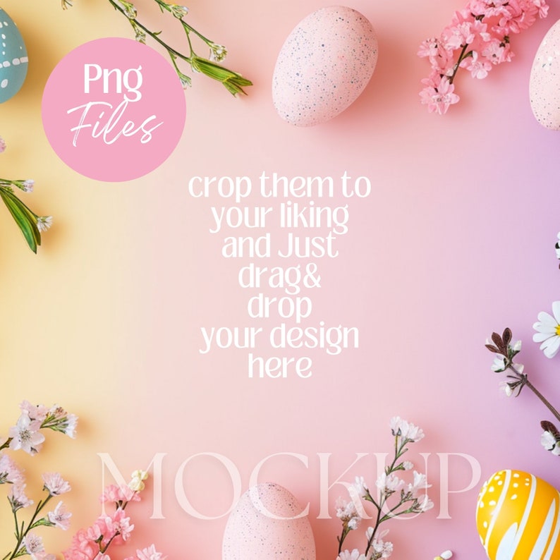 Pastel Easter Egg Mockup: Flat Lay Backgrounds (PNG Digital Download ...