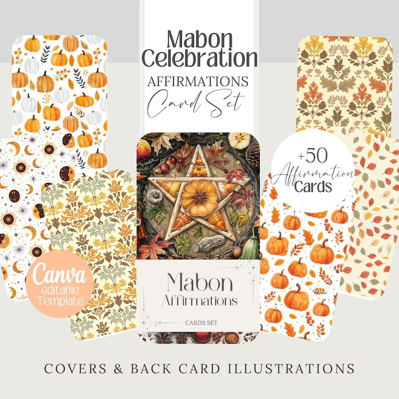 Mabon Affirmation Cards, Witchy Printable Deck, Editable Template ...