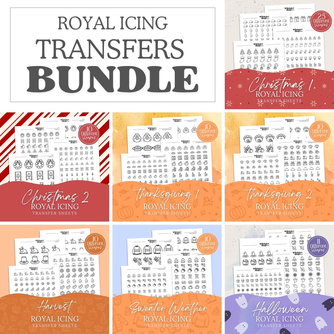 Royal Icing Transfer Sheets Bundle, Printable Cookie Transfer Sheets ...