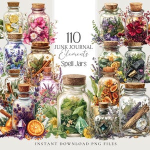 Witch Spell Jars Png Witchy Potion Clipart Book of Shadows Spell Jar ...