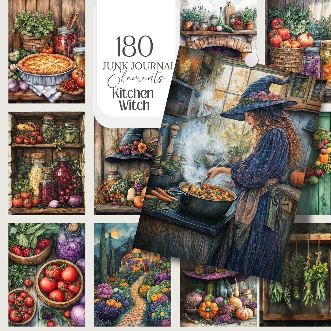 Rustic Kitchen Witch PNG Illustration Magical Clip Art for Grimoire ...