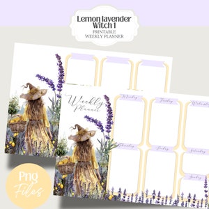 Lemon Lavender Witch Weekly Printable Png Planner, Blank Writing Paper ...