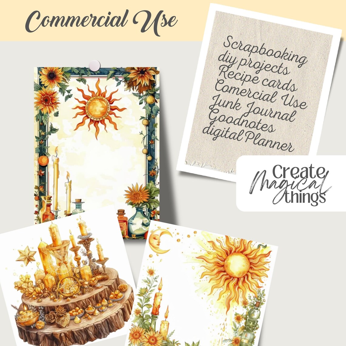 Solar Summer Witch Clipart Planner Witchy Stickers Wallpaper for ...