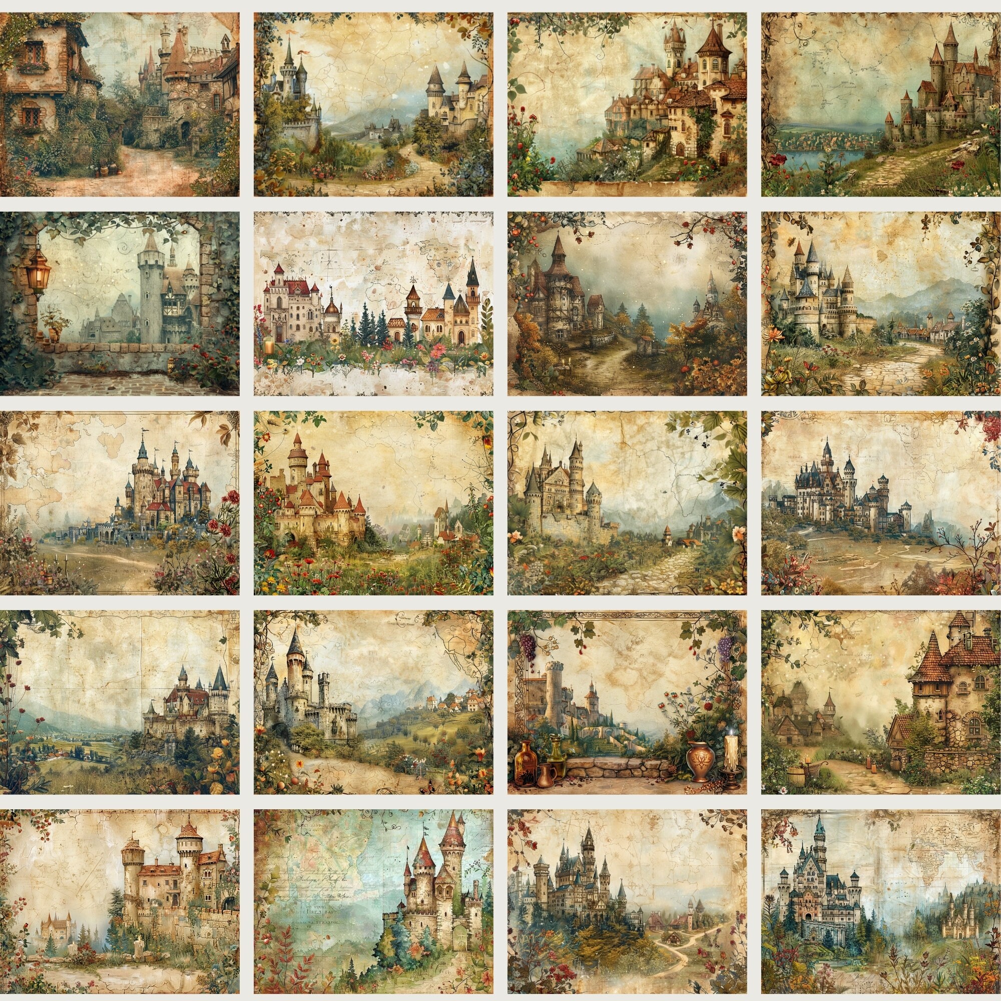 Medieval Fairytale Castle Png Digital Grimoire Scrappy Papers Book of ...