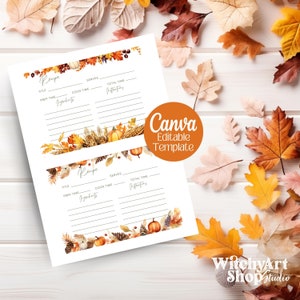 Editable Thanksgiving Dinner Recipe Cards | Fall Cooking Printable ...