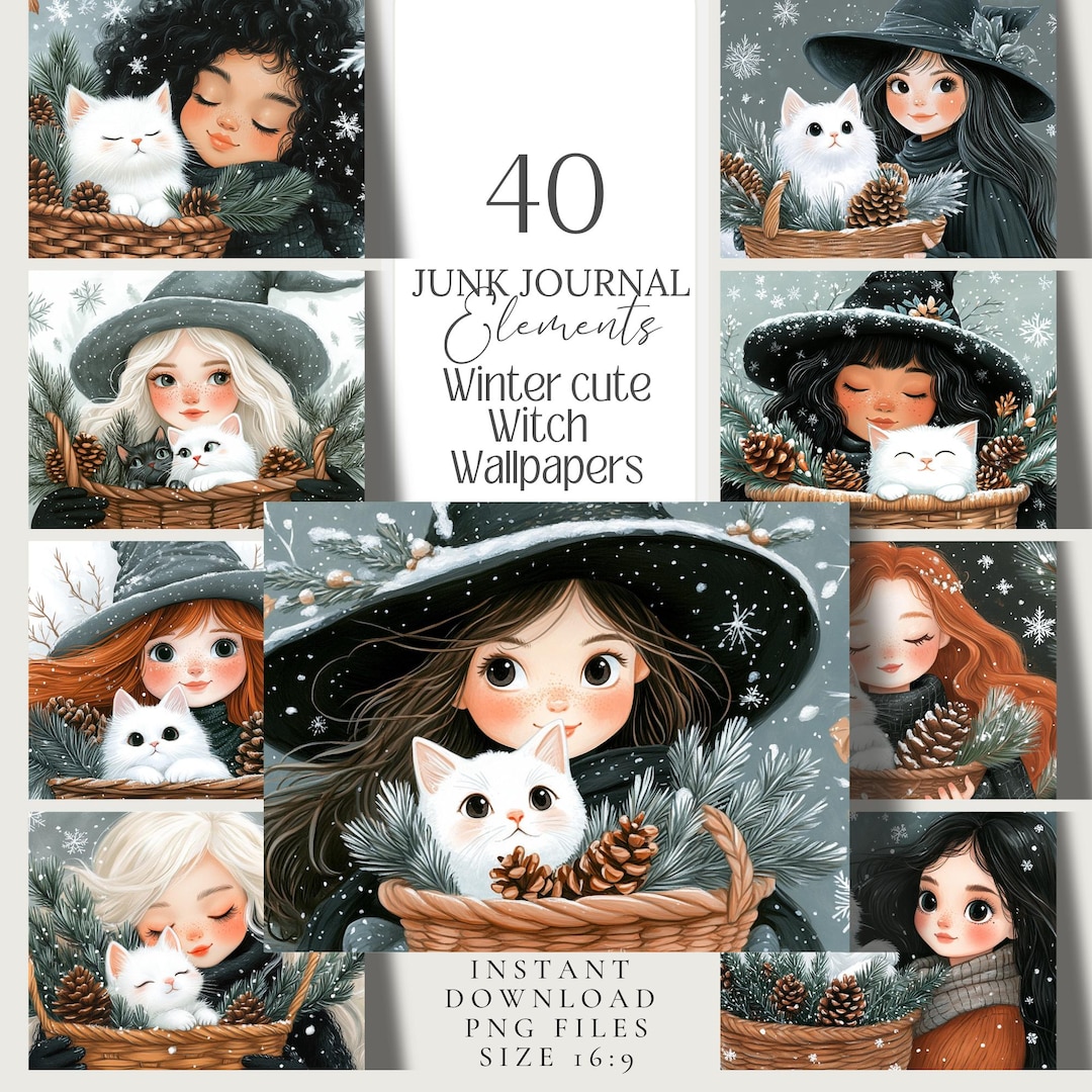 Cute Winter Witchy Png iPad Wallpaper Wiccan Cover Witch Grimoire ...