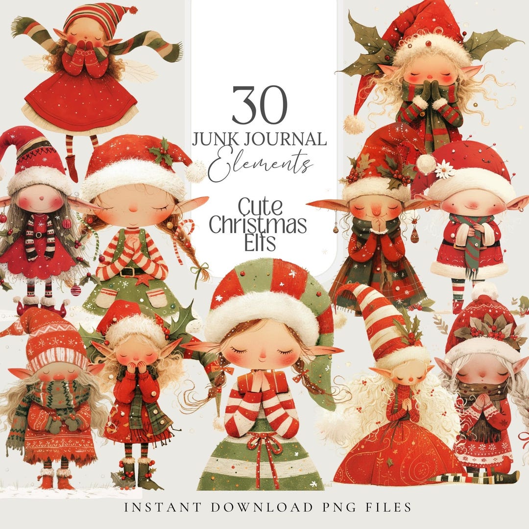 Elf Christmas Png Cute Elves Xmas Clip Art Xmas Junk Journal Elf ...