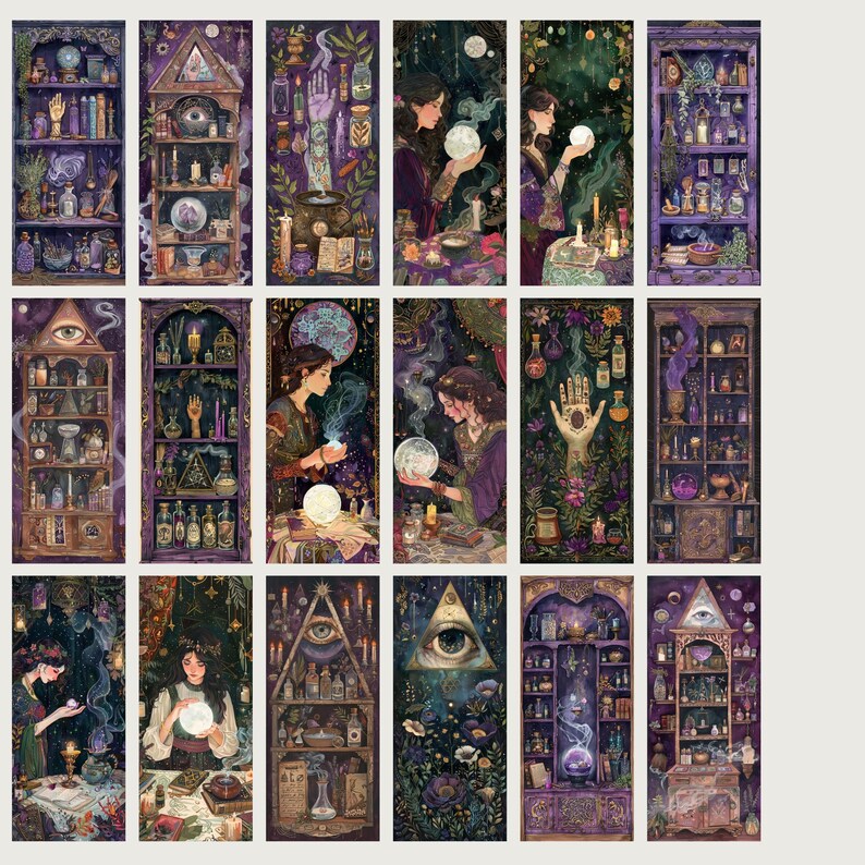 Fortune Teller PNG Bookmark Witchy Divination Tag Tarot Reader Labels ...