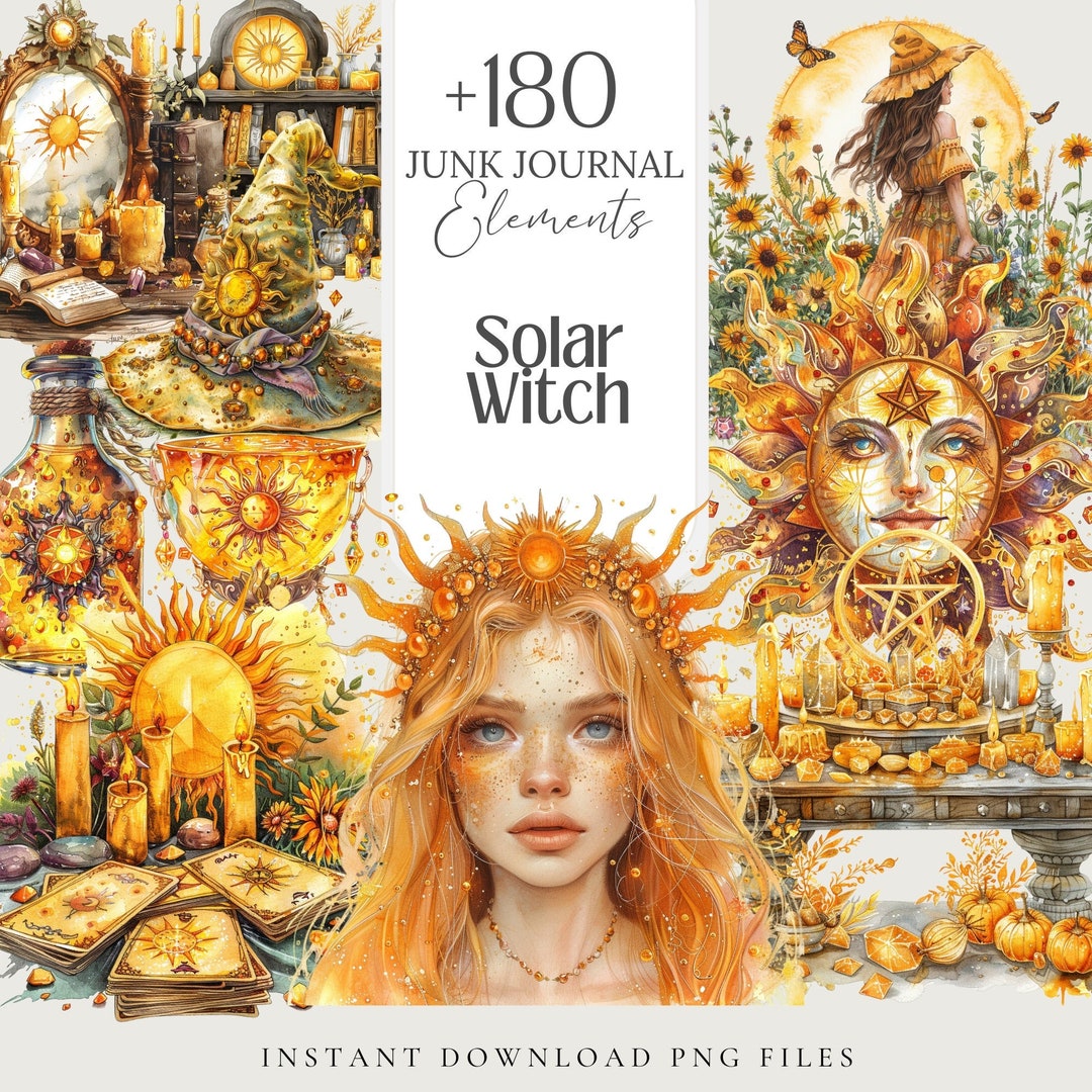 Solar Summer Witch Clipart Planner Witchy Stickers Wallpaper for ...