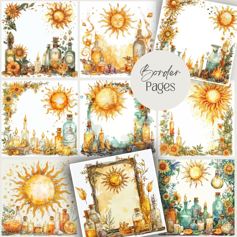 Solar Summer Witch Clipart Planner Witchy Stickers Wallpaper for ...