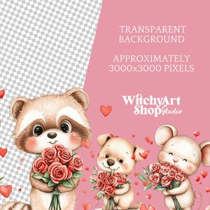 Valentines Day Animals Clipart Cute Love Animal Sublimation Love ...