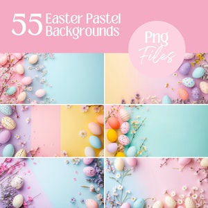 Pastel Easter Egg Mockup: Flat Lay Backgrounds (PNG Digital Download ...