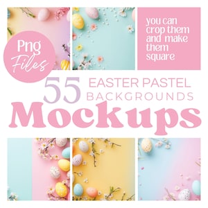 Pastel Easter Egg Mockup: Flat Lay Backgrounds (PNG Digital Download ...
