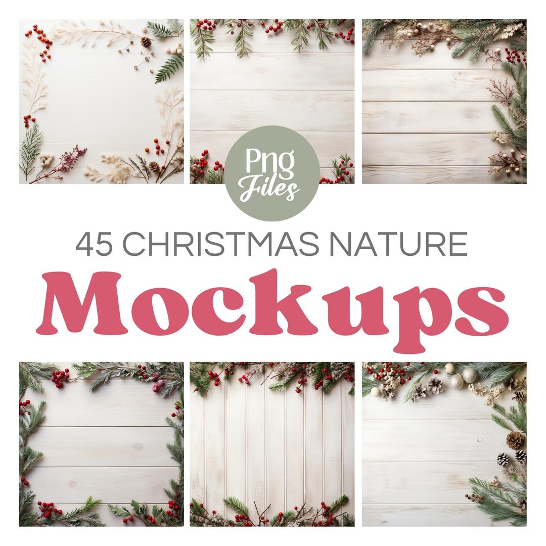 Christmas Flat Lay Mockup Rustic Xmas Background Png Xmas Store Graphic ...