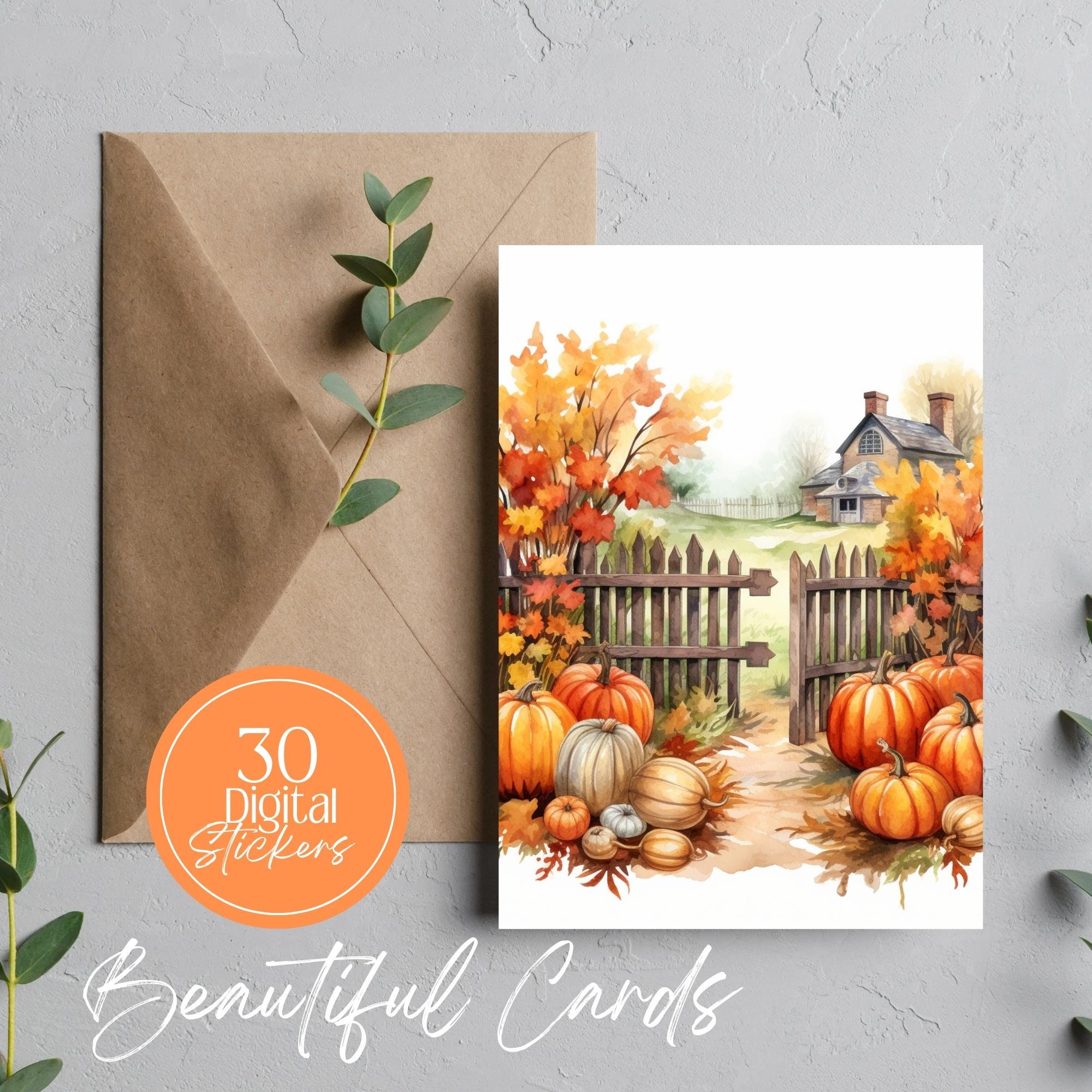 Pumpkin Patch Watercolor Clipart 50 PNG Fall Images, Autumn Graphics ...