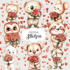 Valentines Day Animals Clipart Cute Love Animal Sublimation Love ...