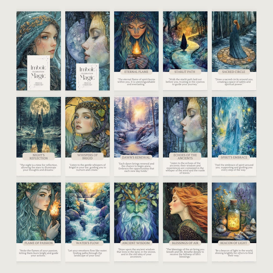 Imbolc Oracle Card Deck: Wicca Pagan Divination (PNG Printable ...