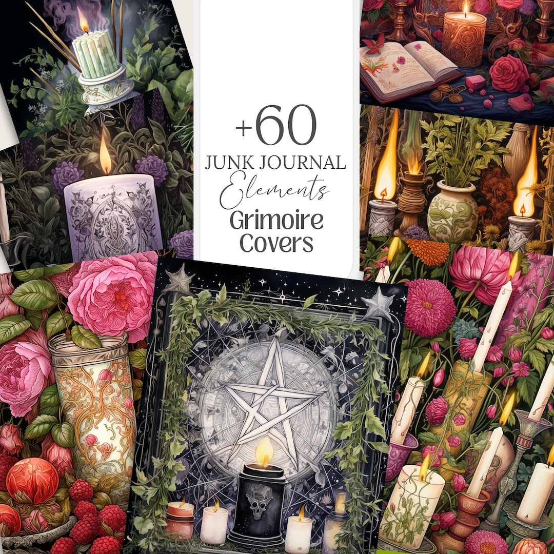 Grimoire Covers Set for Digital Grimoire Paper Illustrations, Witch ...