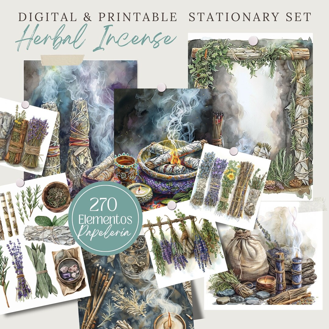 Herbal Incense Witch Witchcraft Watercolor Wiccan Junk Journal Clipart ...