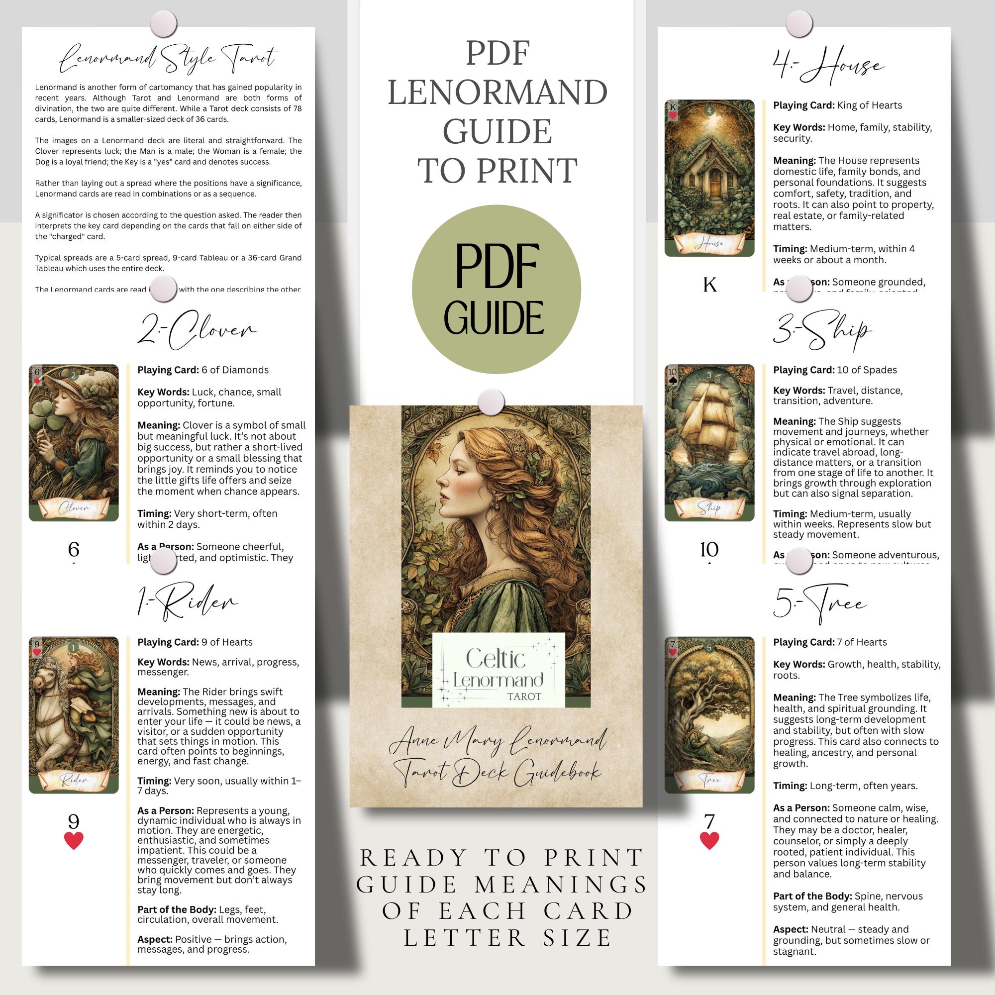 Celtic Lenormand Tarot Deck, Witchy Green Oracle (printable, Canva ...