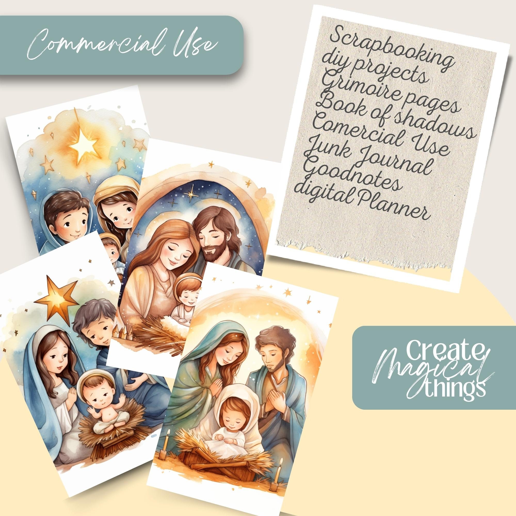 Nativity Clipart Set, Christmas Stickers, Crafts, Png, Cards, Digital ...