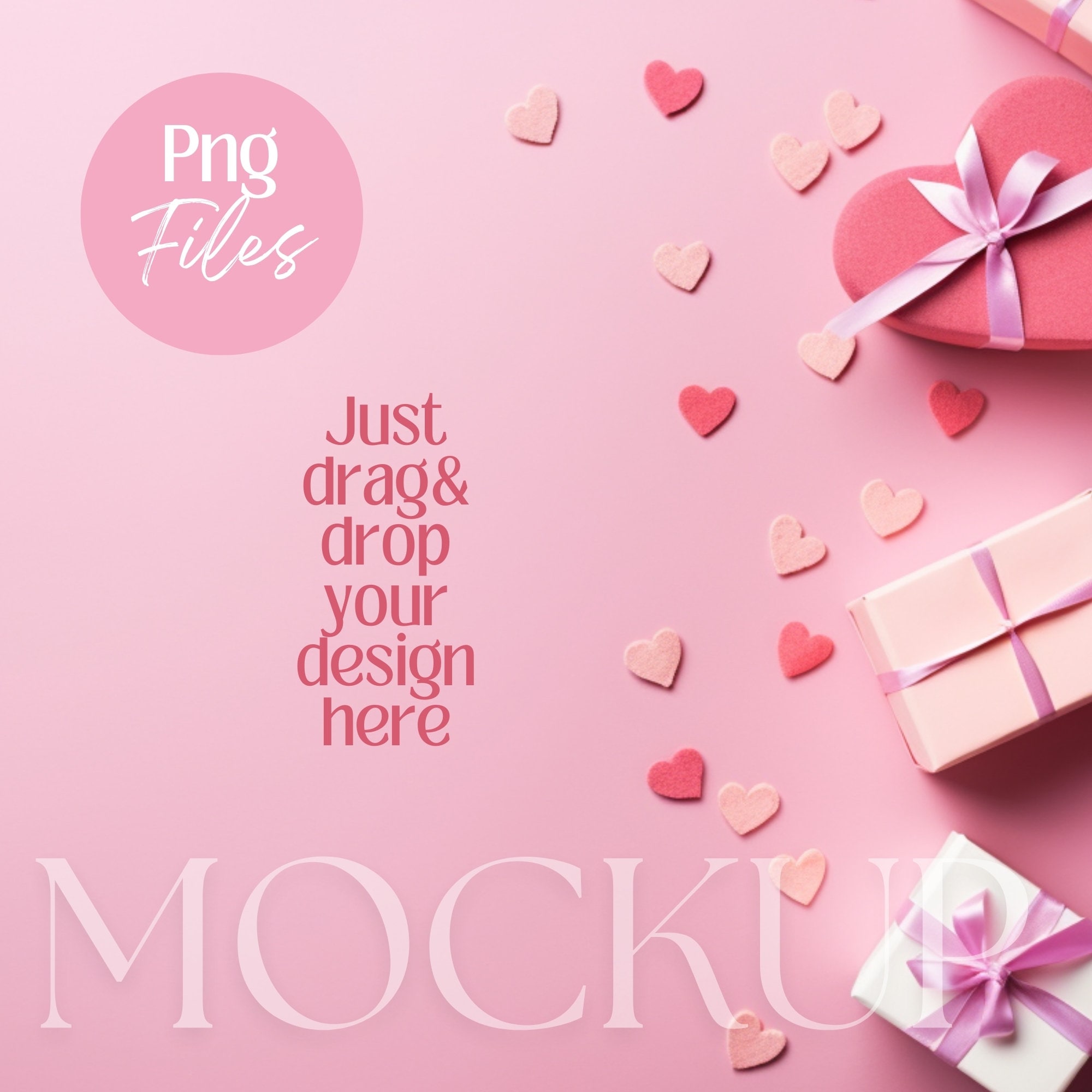 Valentines Day Flat Lay Mockup Background Bundle Png, Pink Backdrop for ...