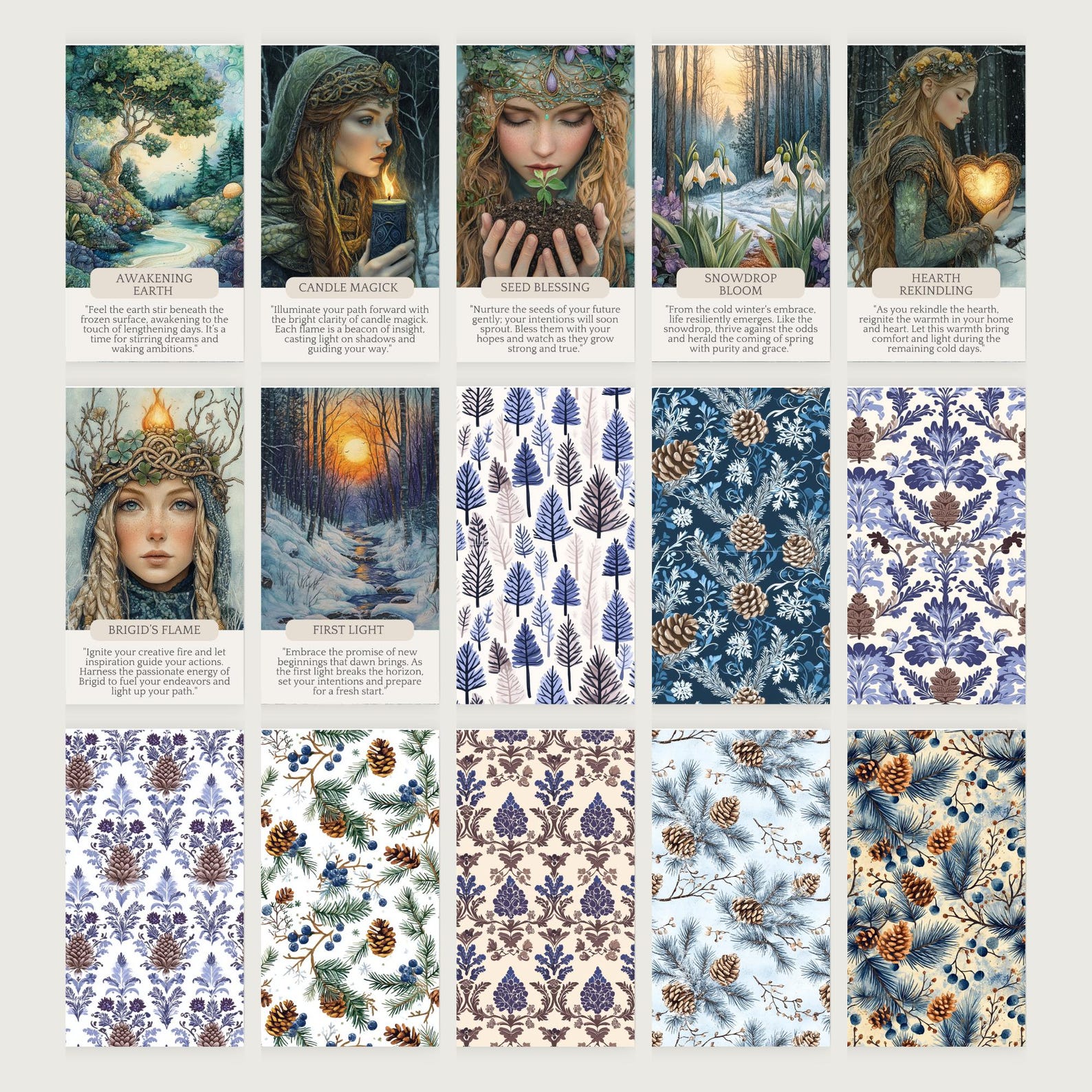 Imbolc Oracle Card Deck: Wicca Pagan Divination (PNG Printable ...