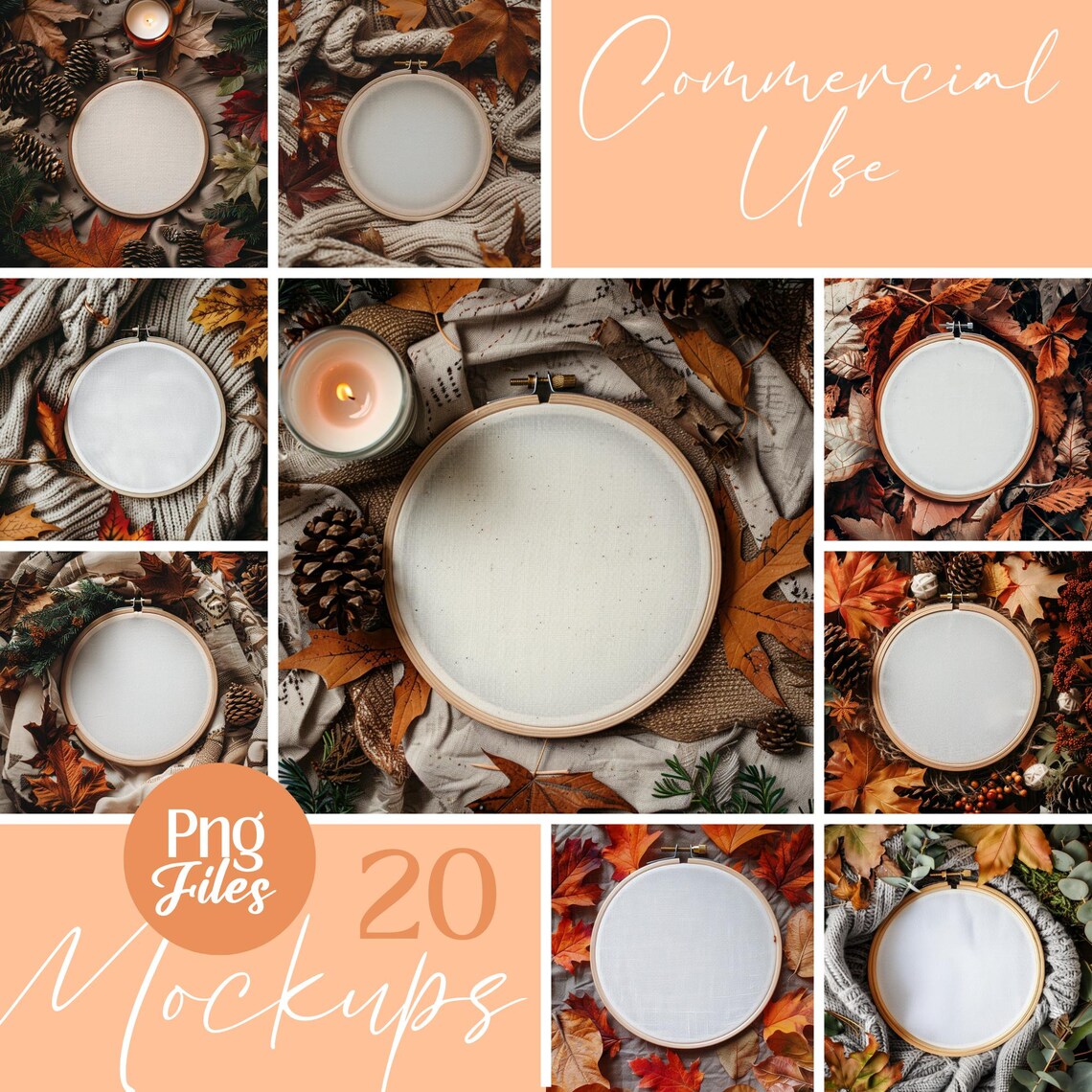 Cozy Autumn Embroidery Fall Flat Lay Mockup Set | 48 PNG Shop ...