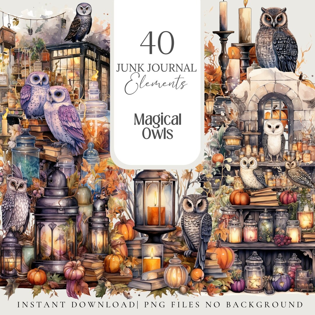 Magical Owls Witch Clipart Witchy Planner Stickers Wallpaper for ...