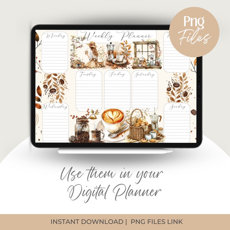 Coffee Lover 2 Weekly Printable Png Planner, Blank Writing Paper Sheet ...